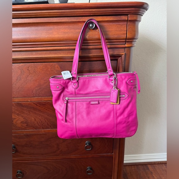 Coach | Bags | Coach Fuschia Pink Leather Tote Bag Nwt | Poshmark